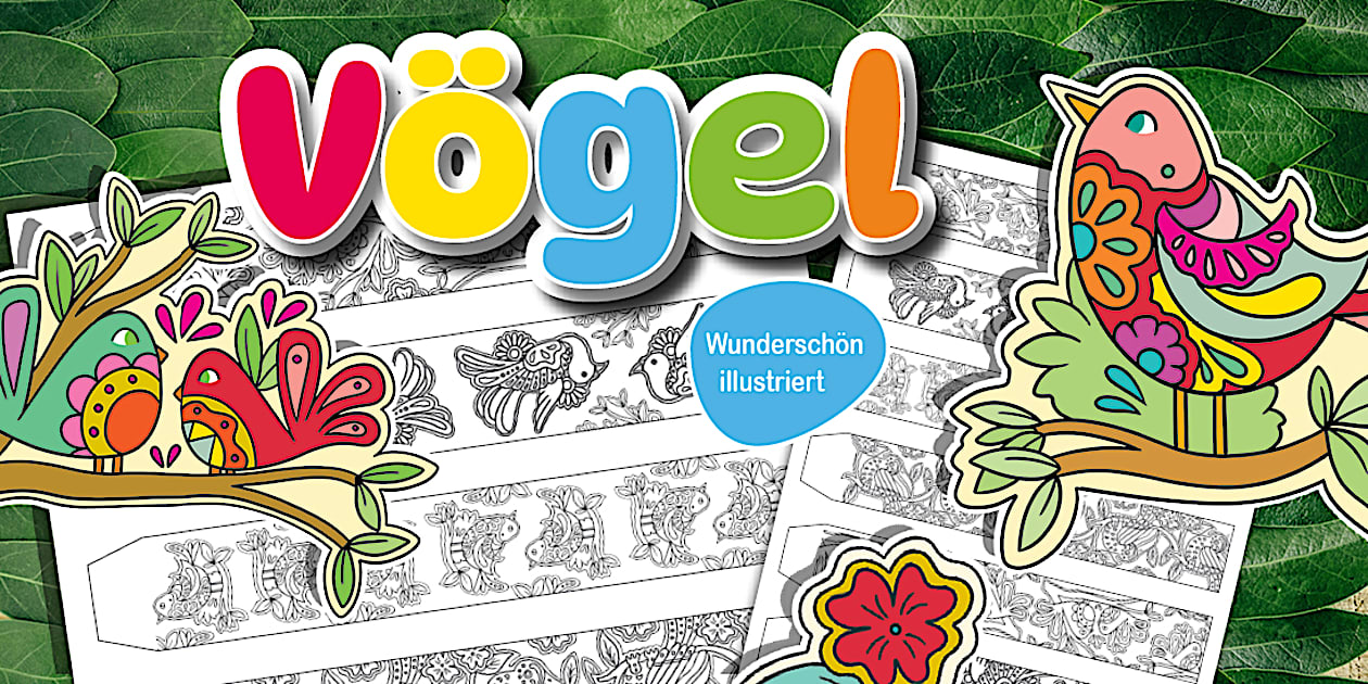 Vögel - Papierketten zum Ausmalen - Twinkl Deutschland