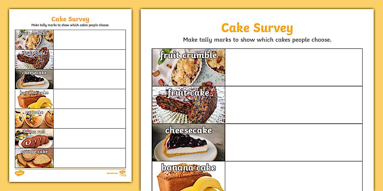 Cake Survey Activity Sheet | Twinkl (teacher made) - Twinkl