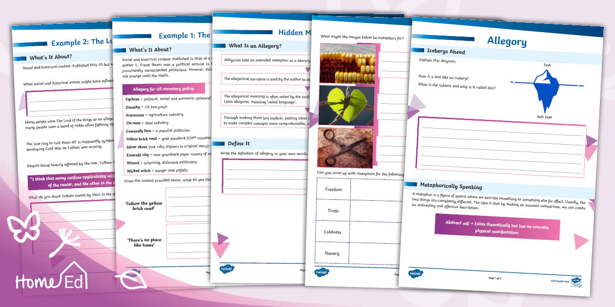 Secondary English Cheat Sheet: Allegory (teacher made)