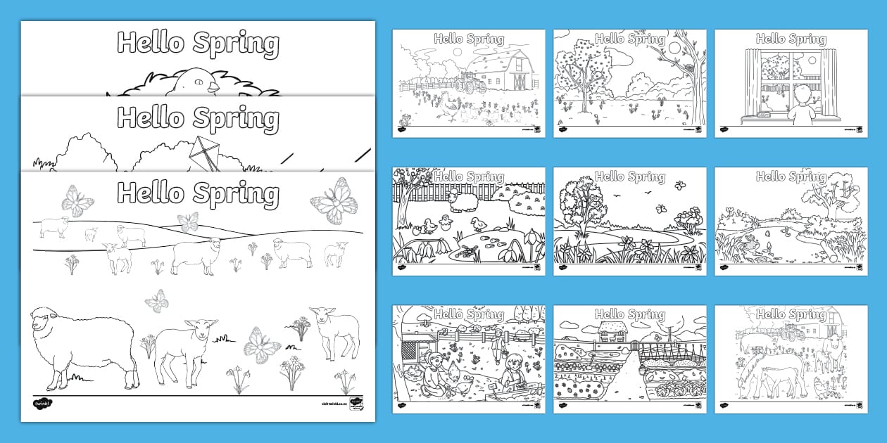 Hello Spring Colouring Pages | Four Seasons Learning