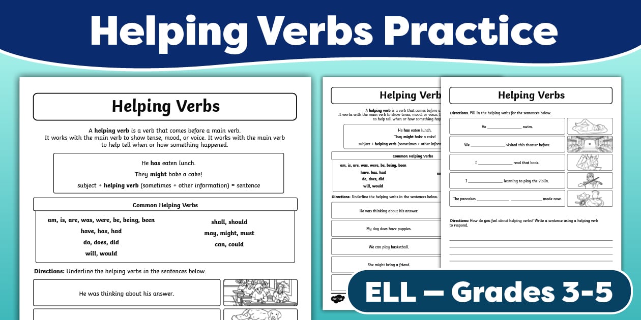 Helping Verbs Worksheet for ELL