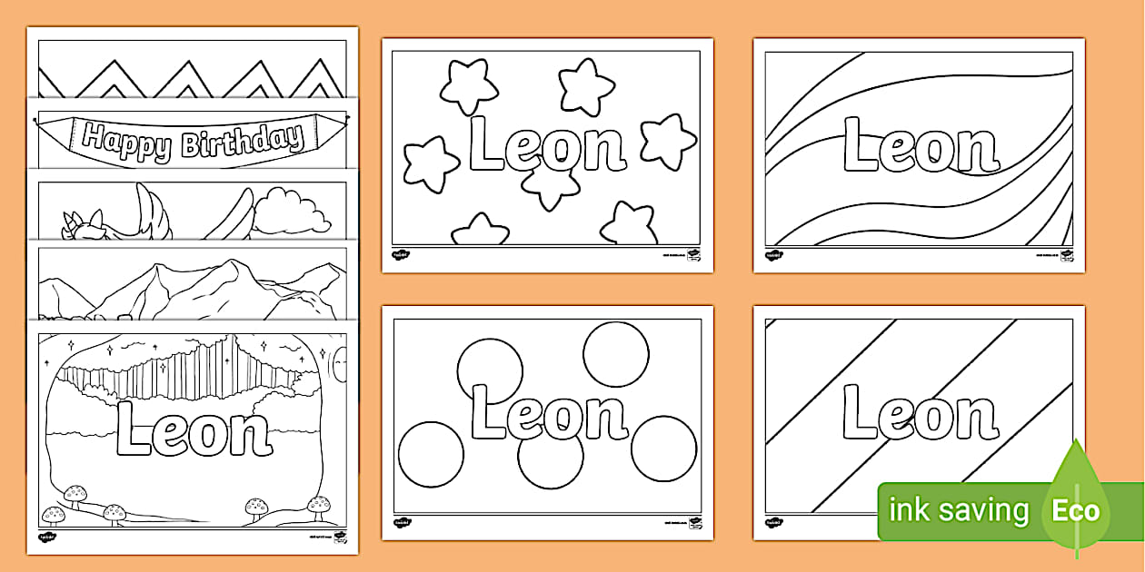 Leon Name Simple Colouring Activity Sheets | Twinkl | KS1