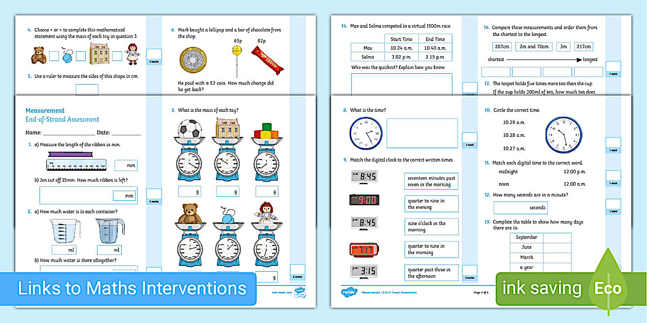 👉 End-of-Unit Measurement Assessment Year 3 Tracker | Twinkl