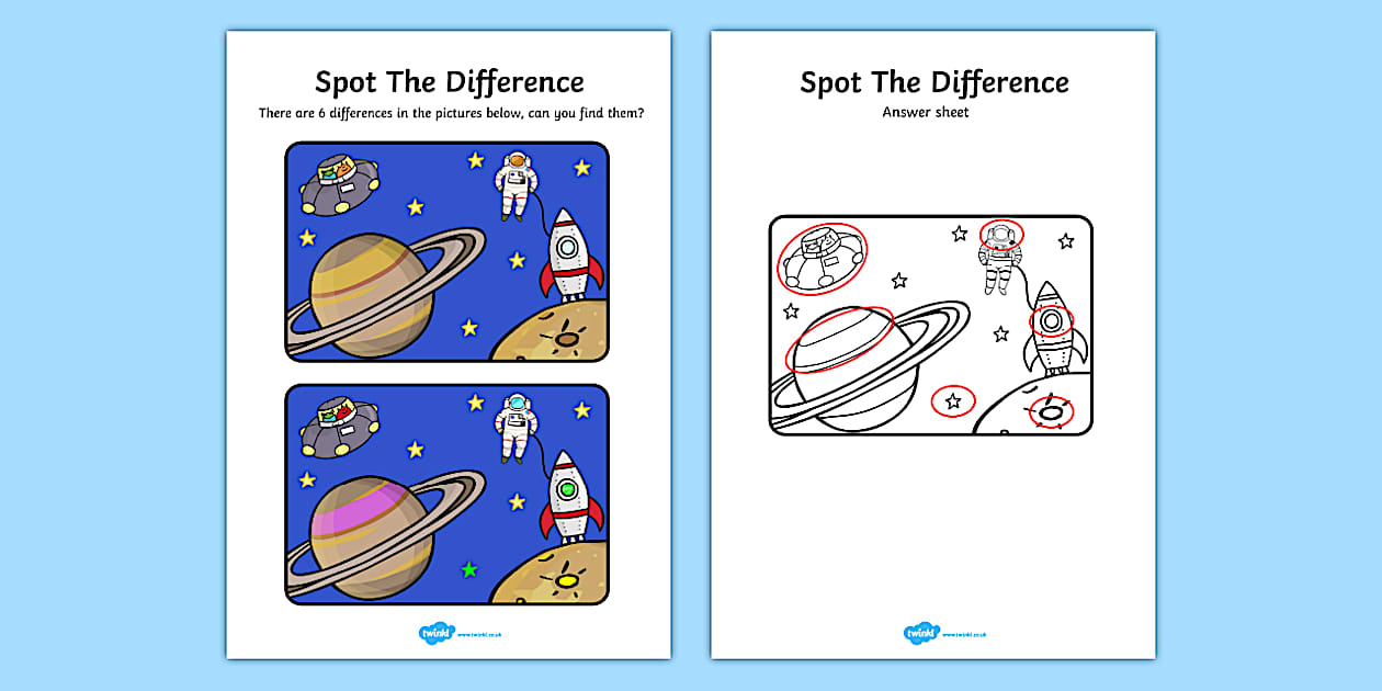 Space Spot the Difference Activity (teacher made) - Twinkl