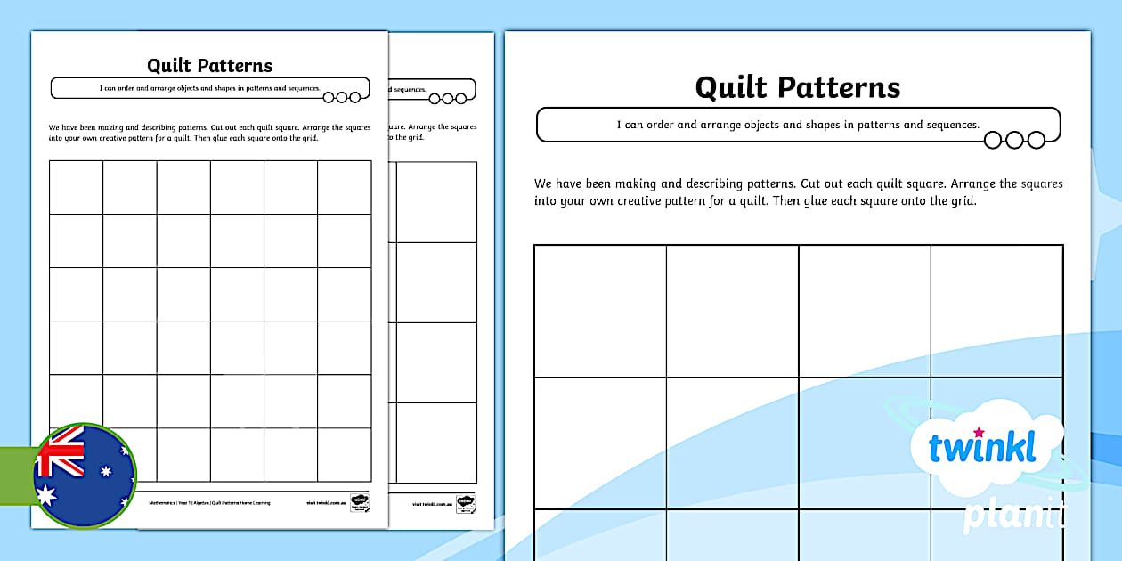Year 1 Algebra: Quilt Patterns Home Learning Tasks - Twinkl