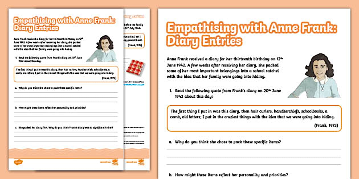 Anne Frank Writing Task (teacher made) - Twinkl