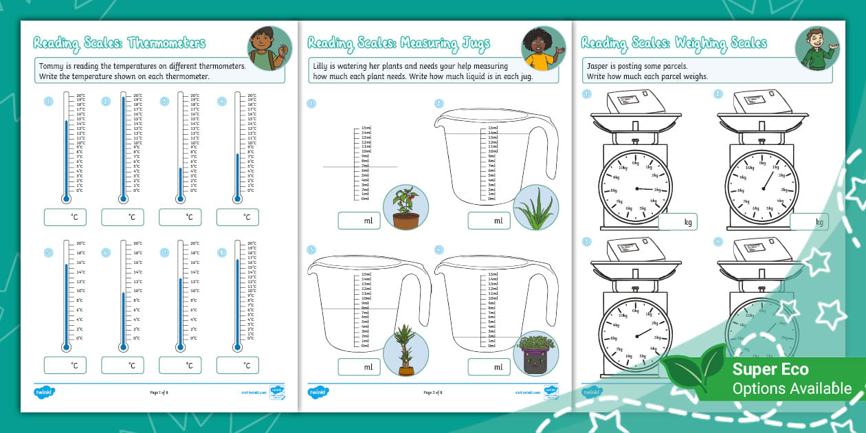 Year 2 Maths Reading Scales Homework Worksheets - Twinkl