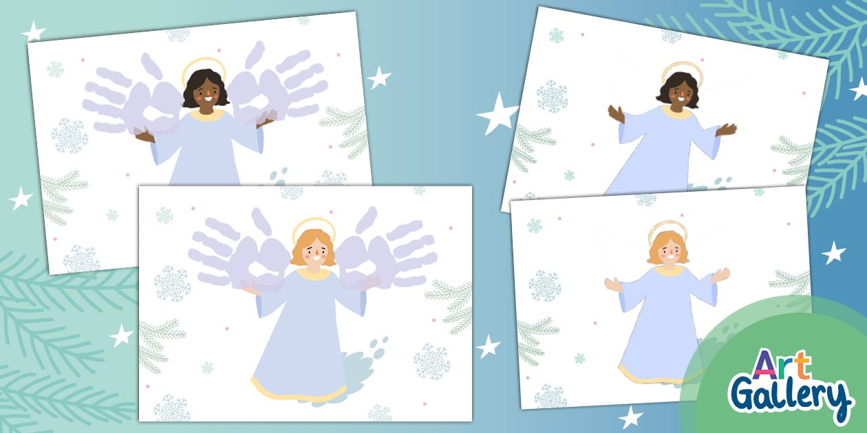 Snow Angel Handprint Activity Poster (teacher made) - Twinkl