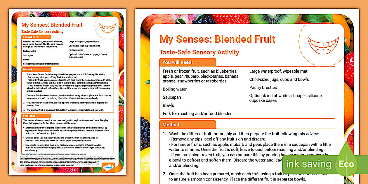 My Senses: Blended Fruit Taste-Safe Sensory Activity