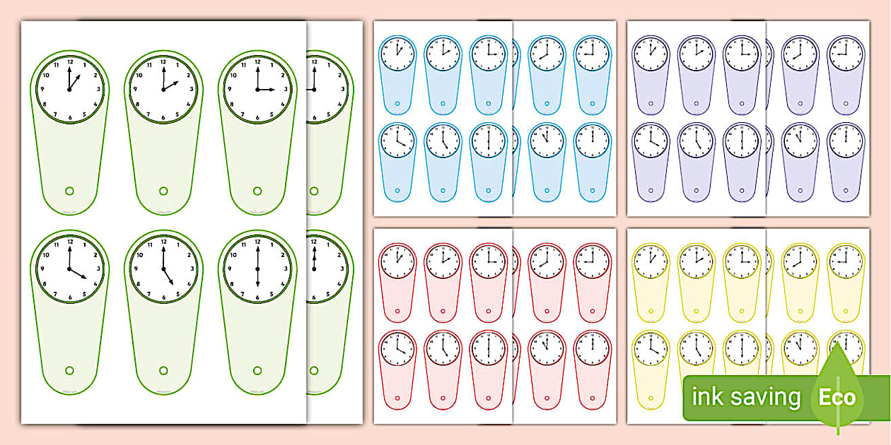 Analogue Time Fans (O' Clock) (teacher made) - Twinkl
