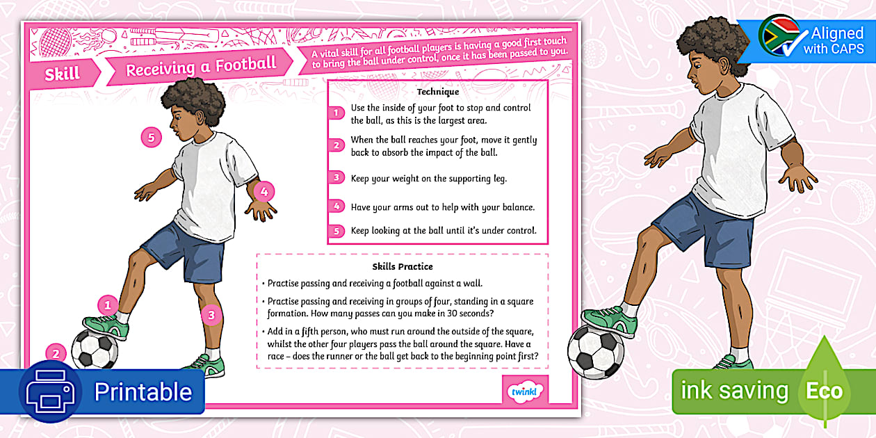 Grade 5 Invasion Games Skills Poster - Receiving a Football