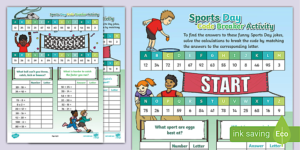 👉 Year 2 Sports Day Code Breaker Activity (teacher made)