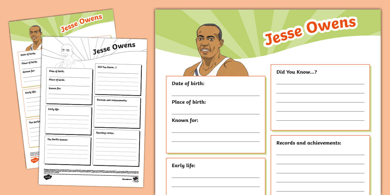 Jesse Owens Fact File Template - Twinkl English - Twinkl
