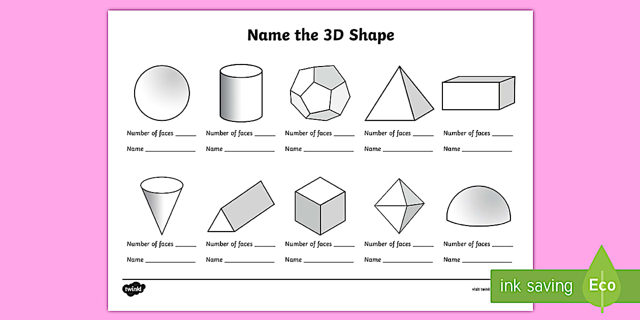 Name the 3D Shape Year 6 Worksheet (teacher made) - Twinkl