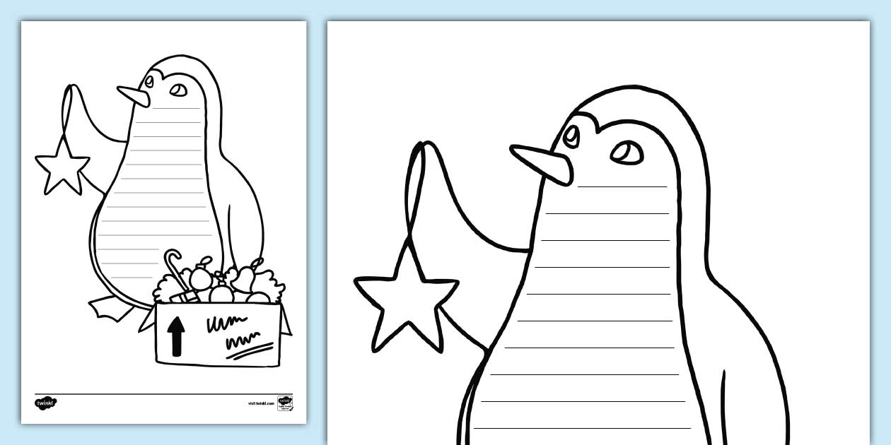 Christmas Penguin Writing Template - Twinkl
