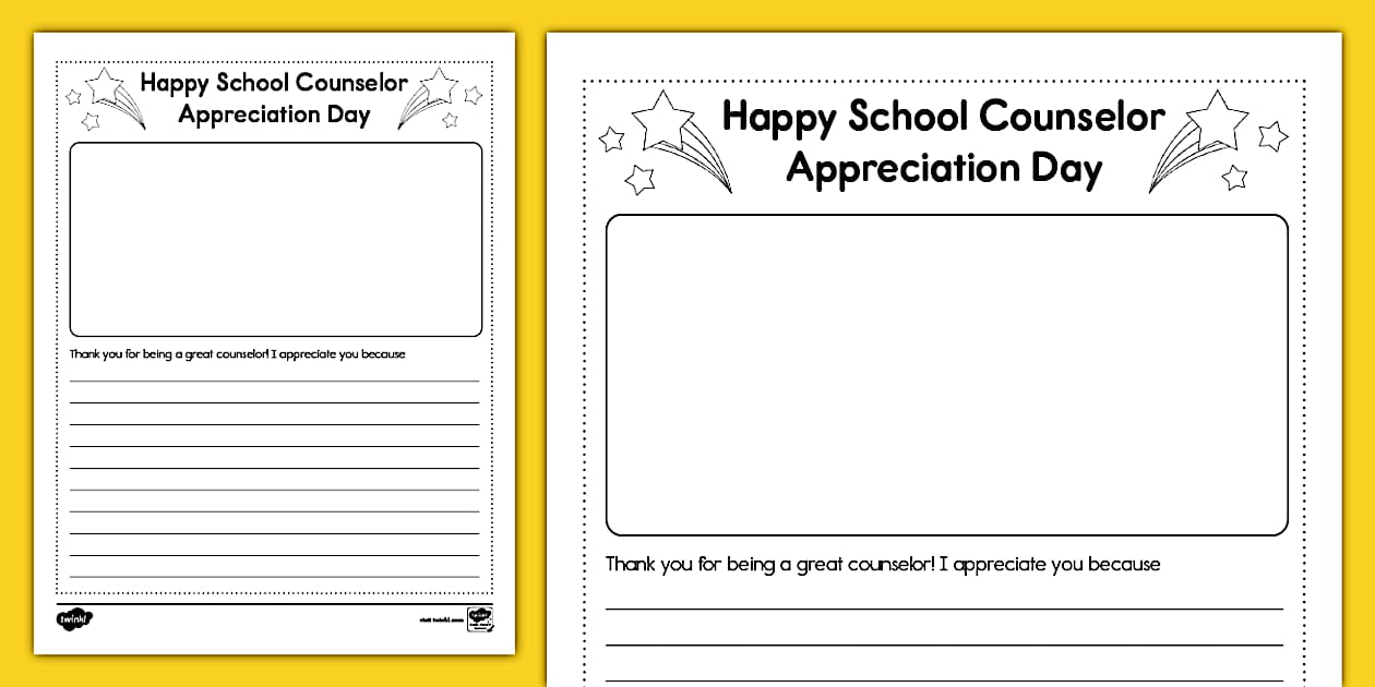 Happy School Counselor Appreciation Day Worksheet for K-2nd Grade
