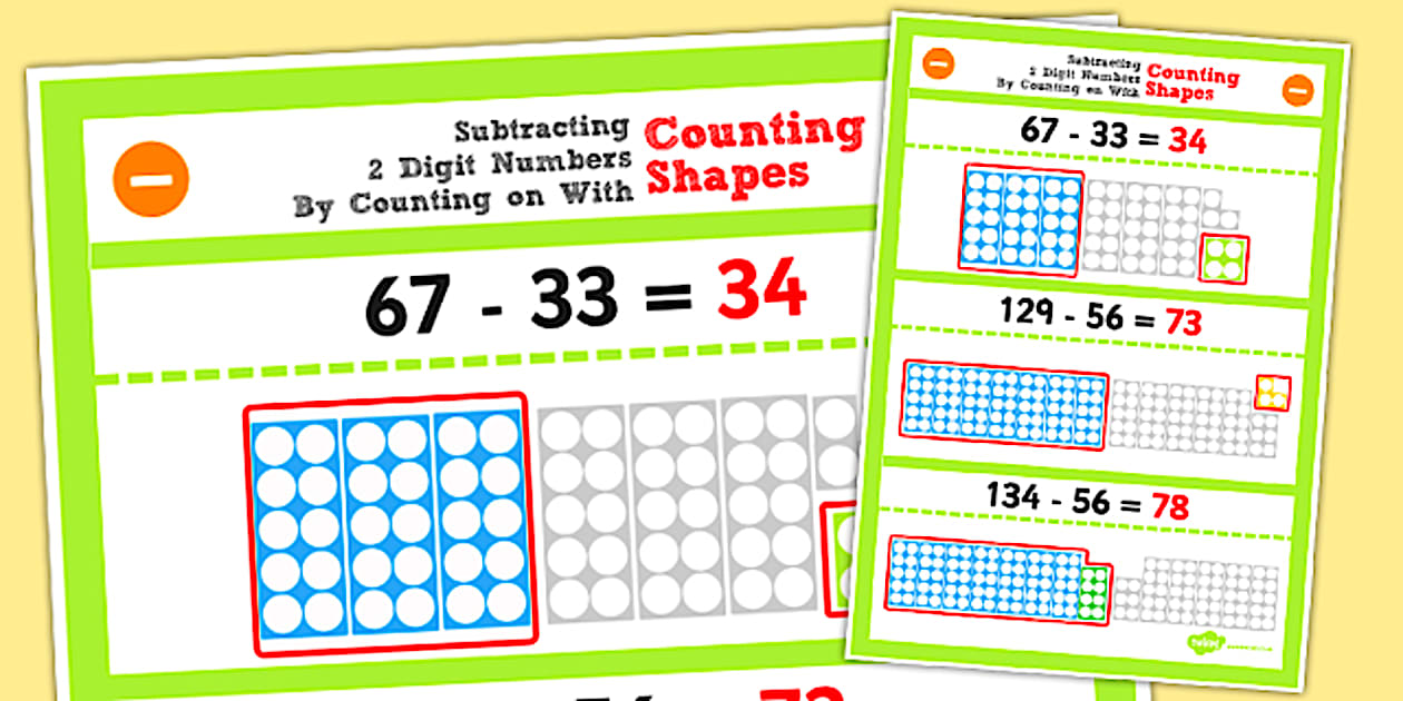 Subtracting 2 2-Digit Numbers and Tens by Counting on using Number Shapes