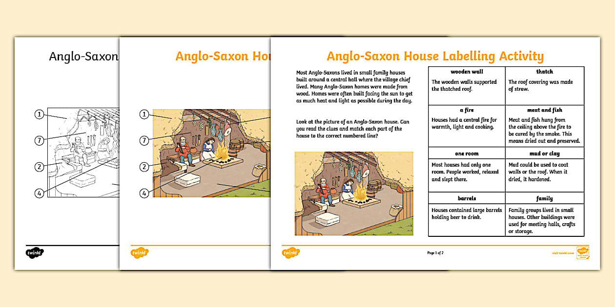 Anglo-Saxon House Labelling Activity Sheet - KS2 - Twinkl