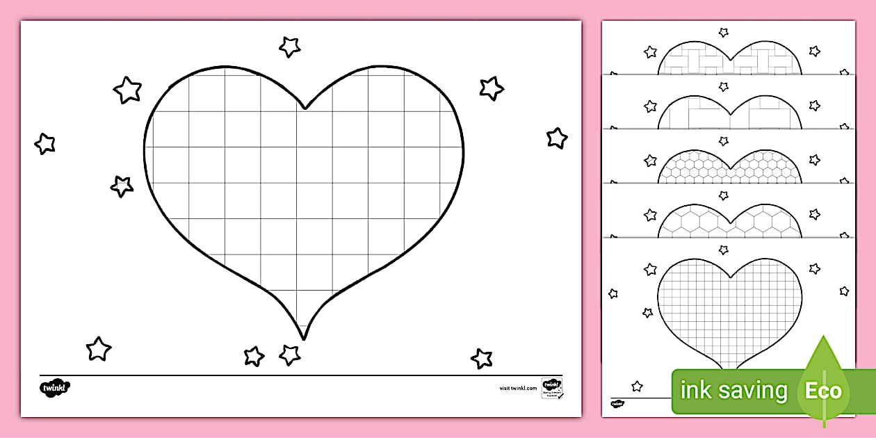 Heart Mosaic Colouring Pages (teacher made) - Twinkl