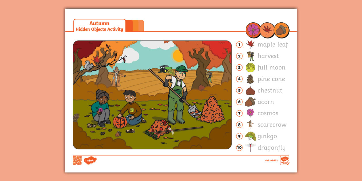 04 Teacher I Am Done ⅼ Autumn Hidden Objects Activity,선생님 다했어요,활동지,활동