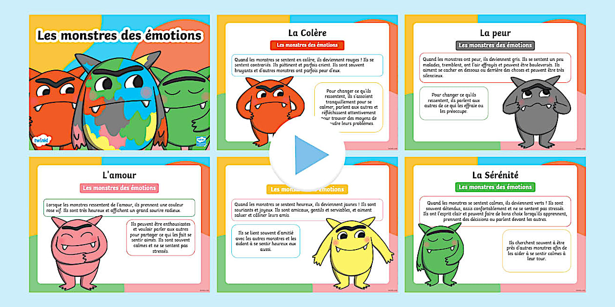 Monstres des Émotions - PowerPoint (teacher made) - Twinkl