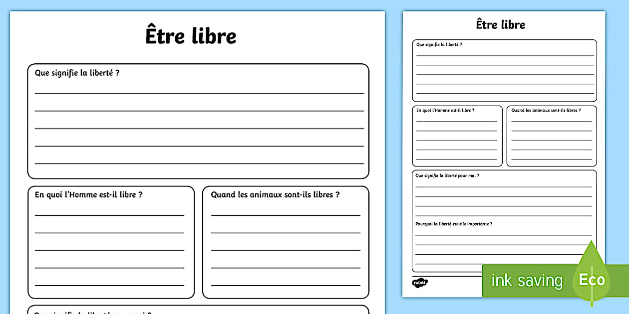 Feuille d'activité : être libre