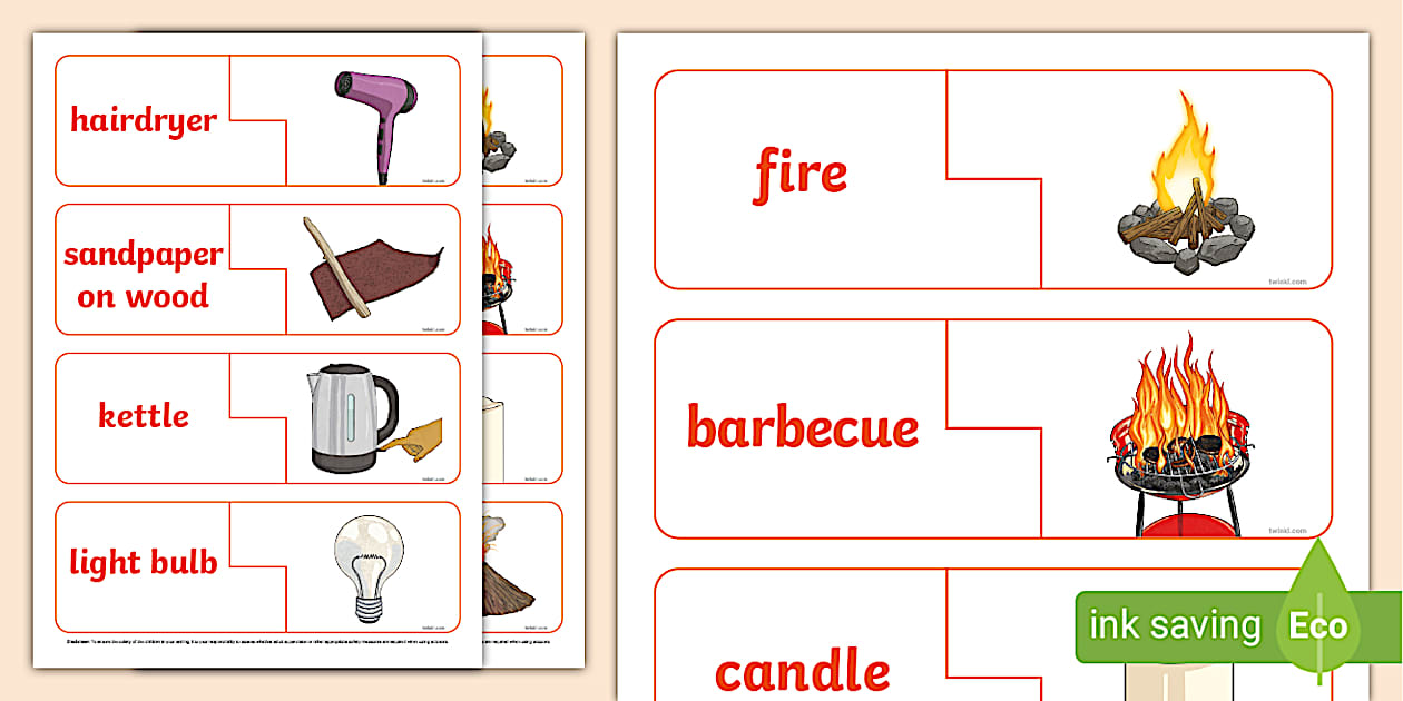 Sources of Heat Matching Puzzle (teacher made) - Twinkl