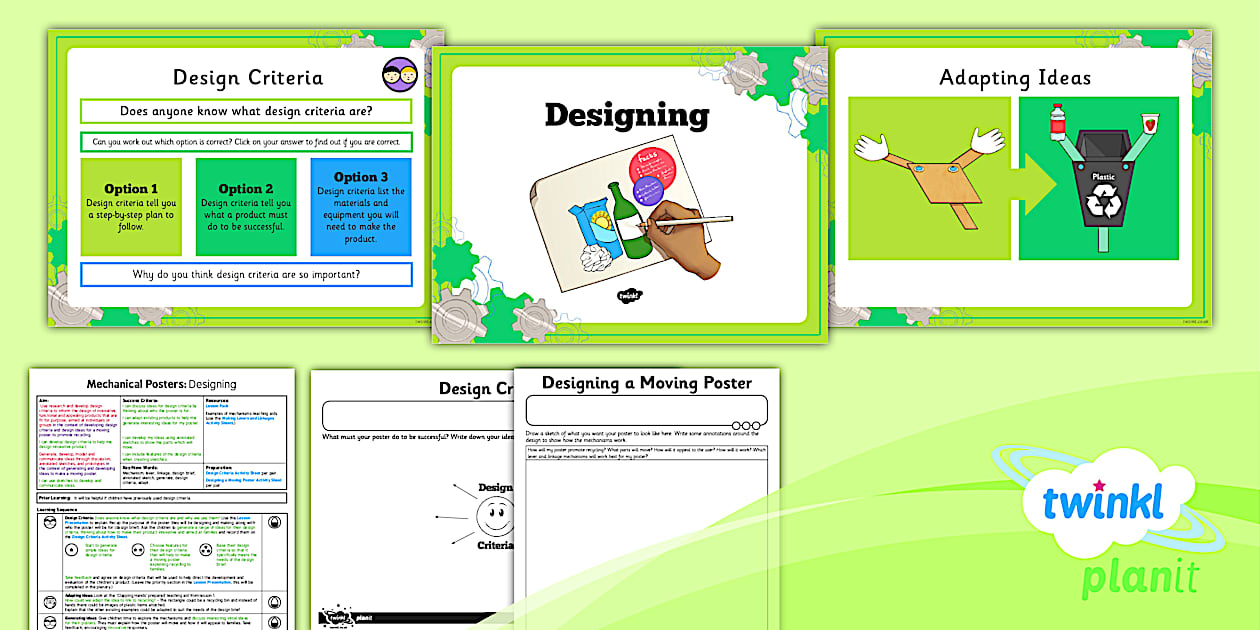 D&T: Mechanical Posters: Designing LKS2 Lesson Pack 3
