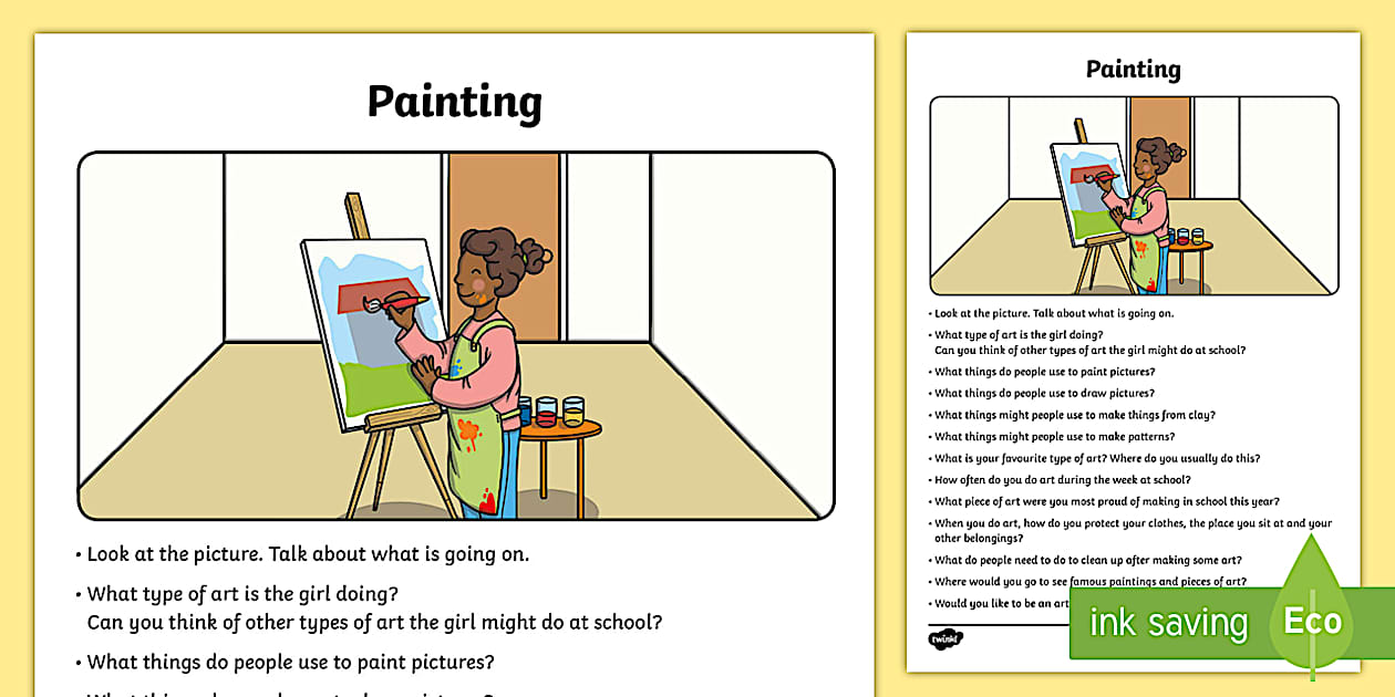 Painting Oral Language Worksheet / Worksheet - Twinkl