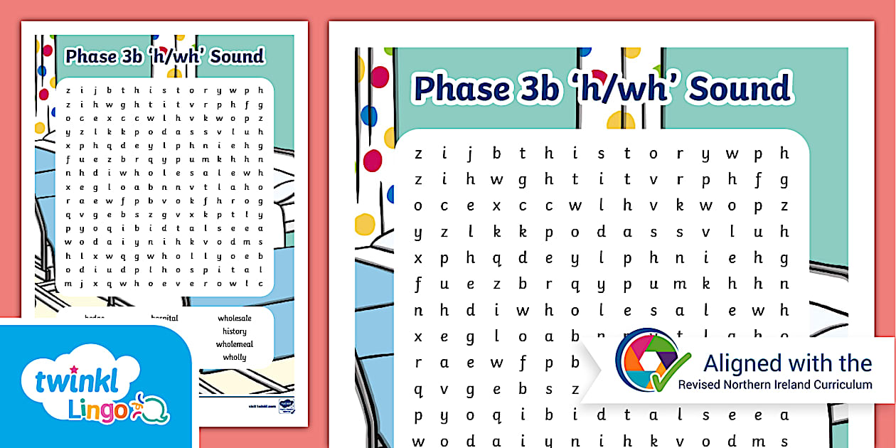 Linguistic Phonics 3b 'h/wh' Sound Word Search