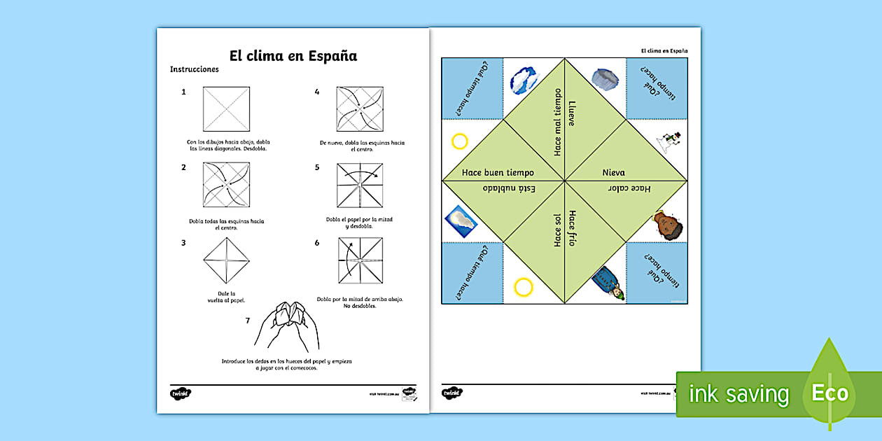 Spanish Weather Fortune Teller | Teaching Resources - Twinkl