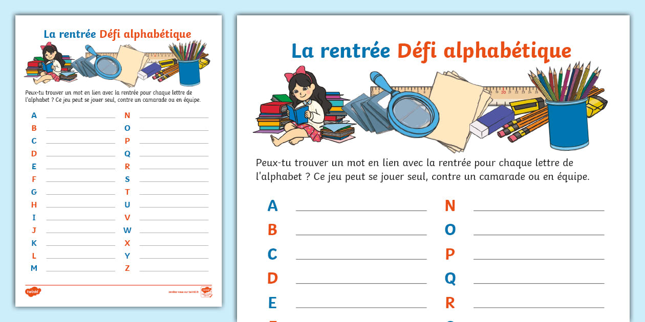 * NEW * Défi alphabétique de la rentrée - Twinkl