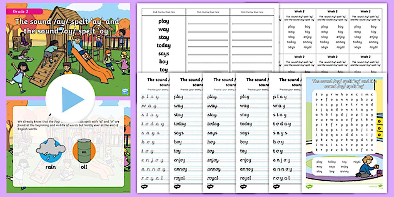 Grade 2 Phonics -ay and -oy Spelling Pack