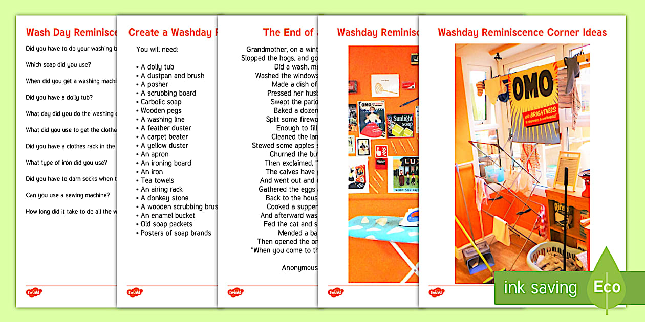 Wash Day Reminiscence Corner Resource Pack (teacher made)