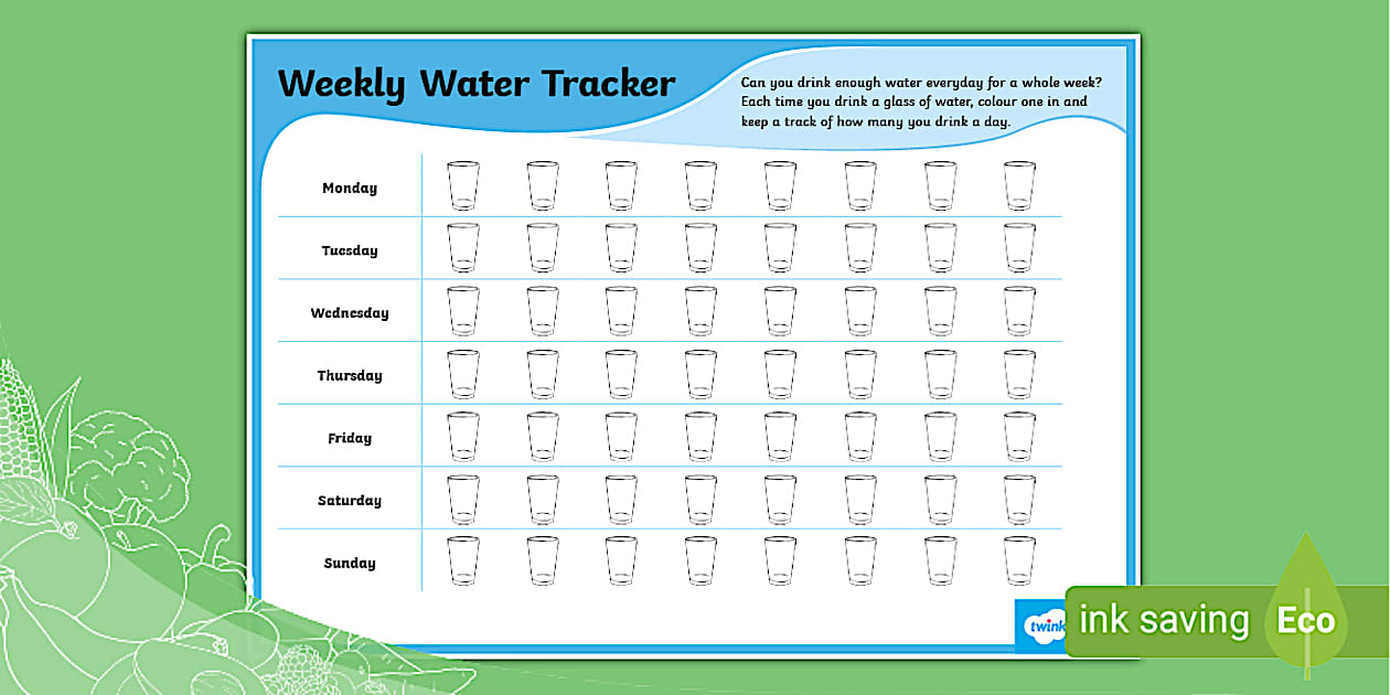 Weekly Water Tracker | Twinkl Yum