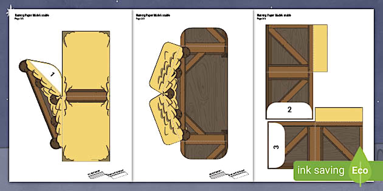 Nativity Paper Model Stable (Hecho por educadores) - Twinkl