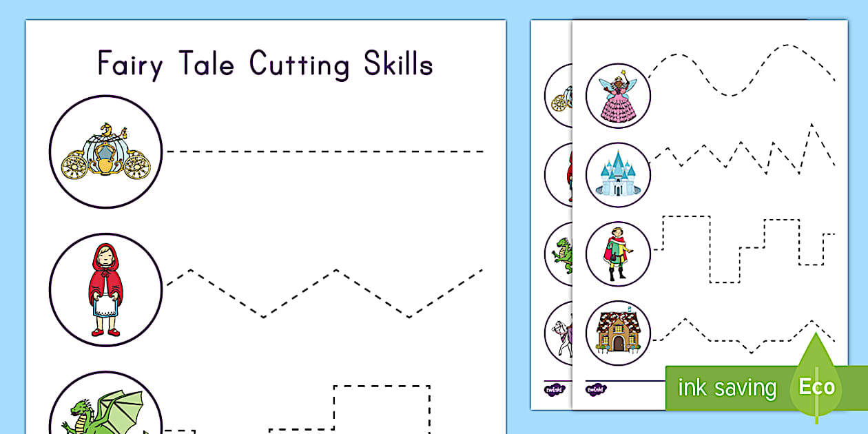 Fairy Tale Cutting Skills Worksheet