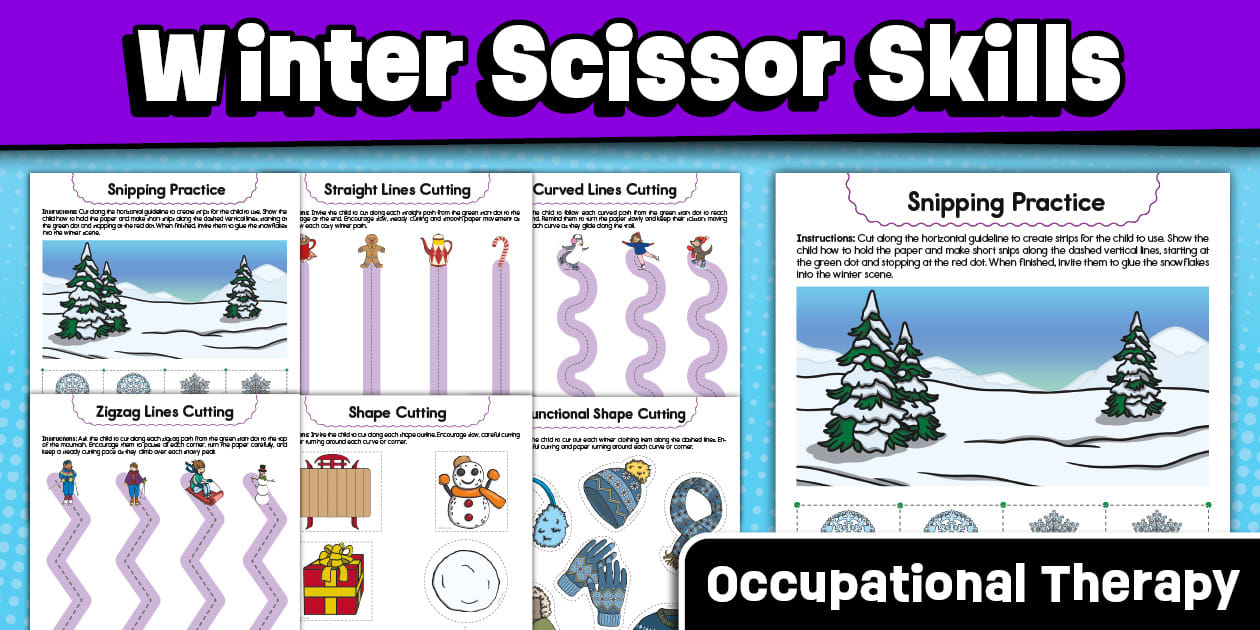 Winter Scissor Skills Worksheets for OT