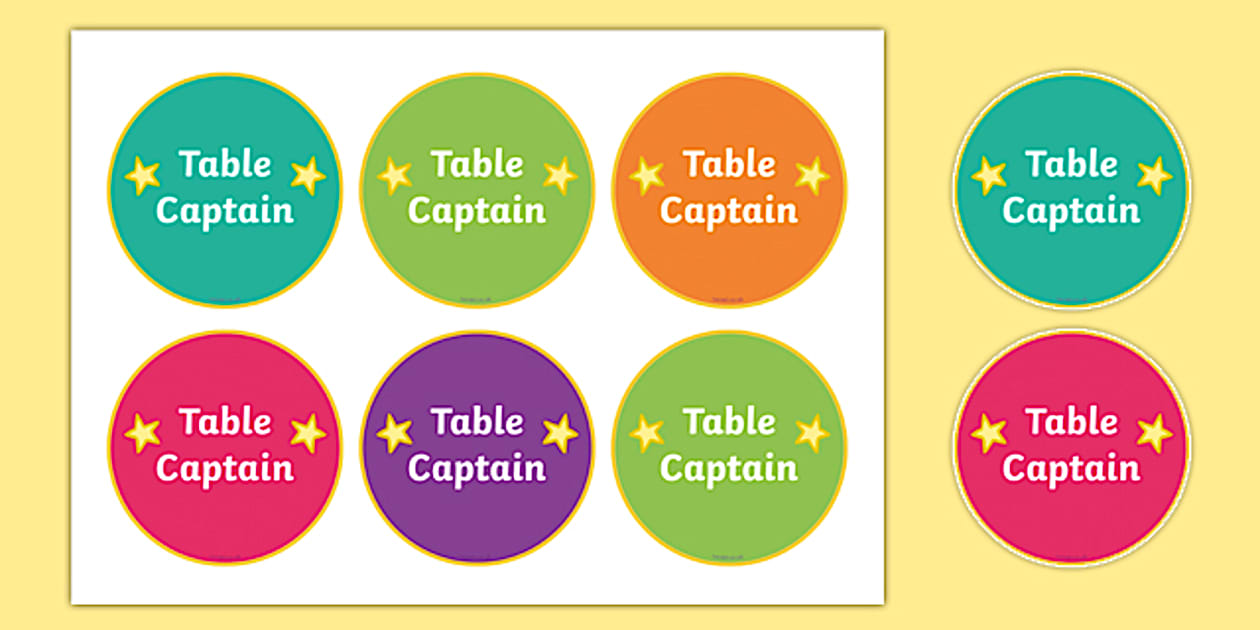 Editable Table Captain Badges (l'enseignant a fait) - Twinkl