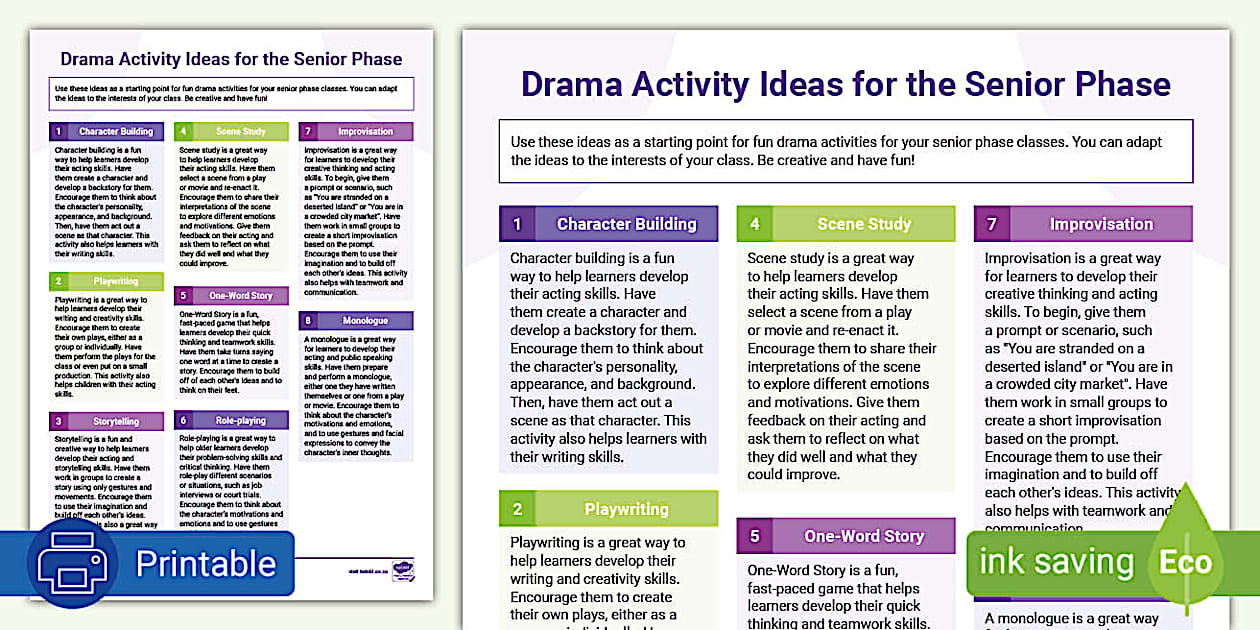 Drama Activity Ideas for the Senior Phase - Twinkl