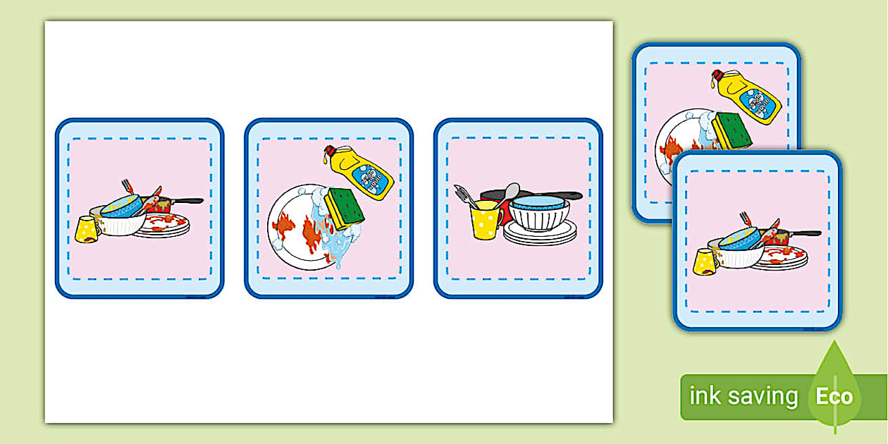 3 Step Sequencing Cards Washing Up (teacher made) - Twinkl