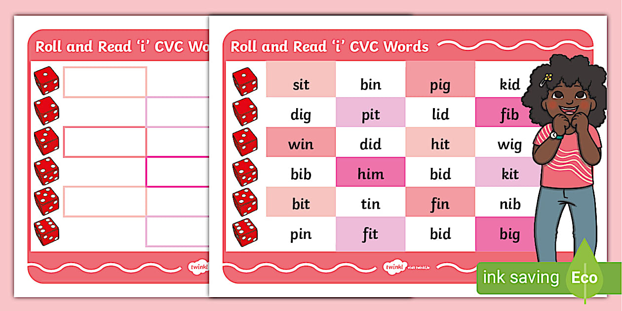 Roll and Read 'i' CVC Words Mat - Twinkl