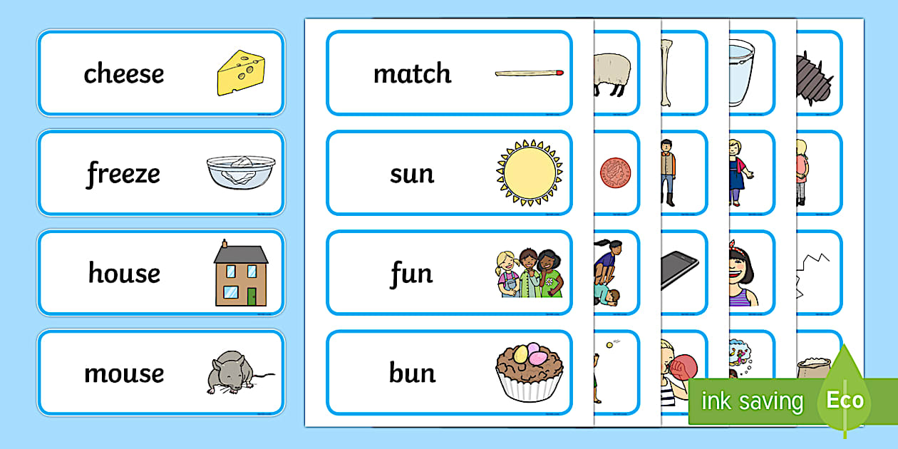 Rhyming Word Cards (teacher made) - Twinkl
