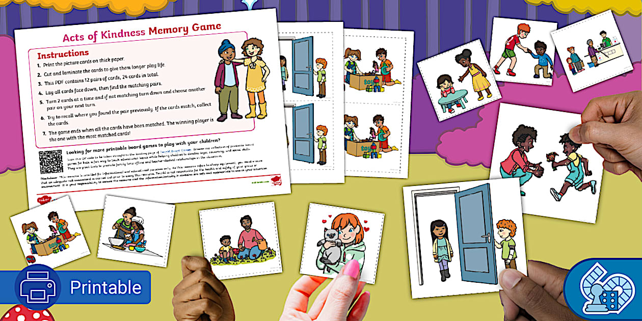 Acts of Kindness Matching Memory Game (teacher made)