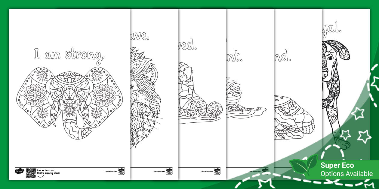 Animal Affirmations Mindfulness Colouring (teacher made)
