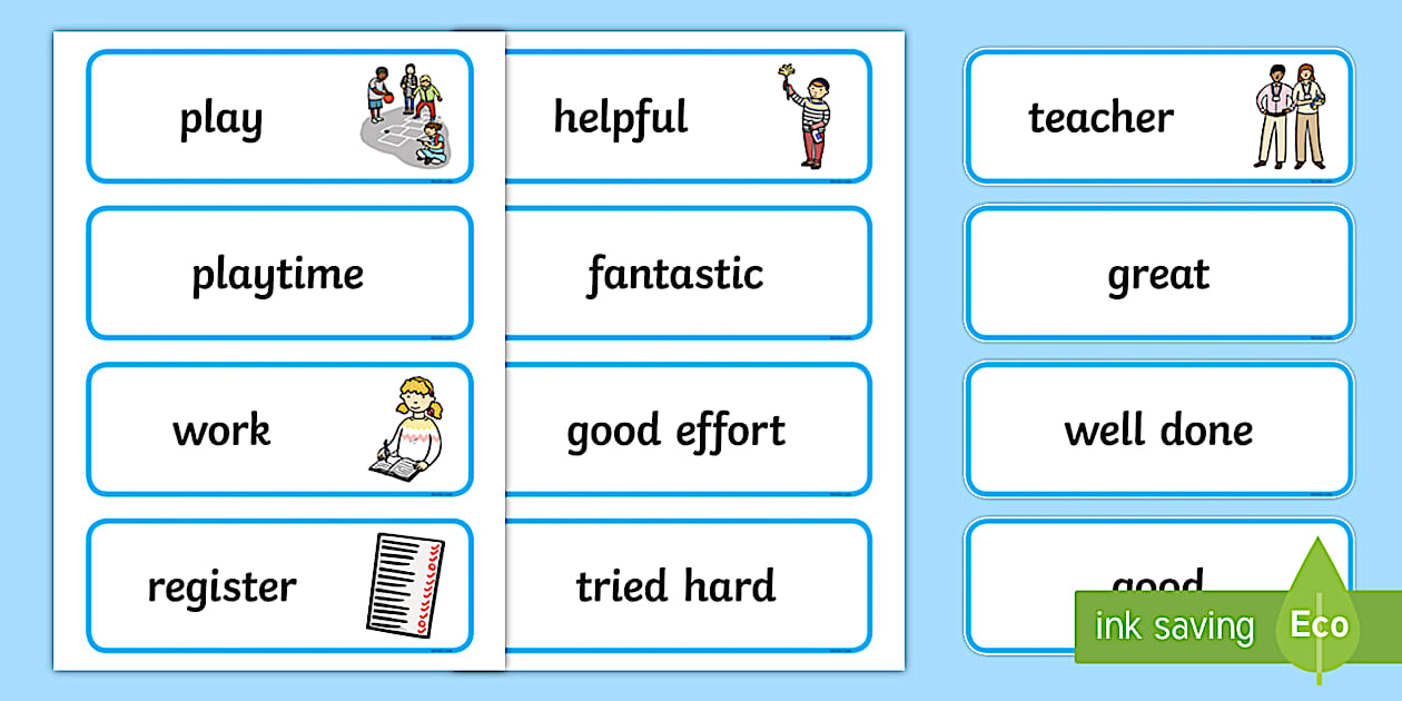 School Role Play Teacher Word Cards