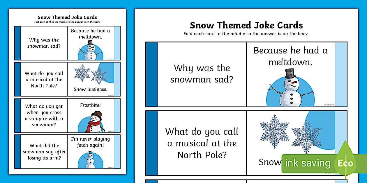 Snow Themed Joke Cards (teacher made) - Twinkl