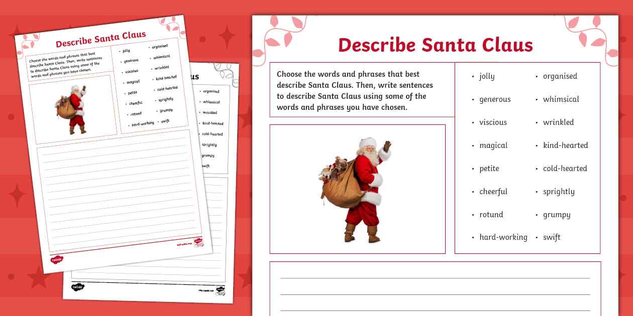 Describe a Santa Claus Photo Worksheet (teacher made)