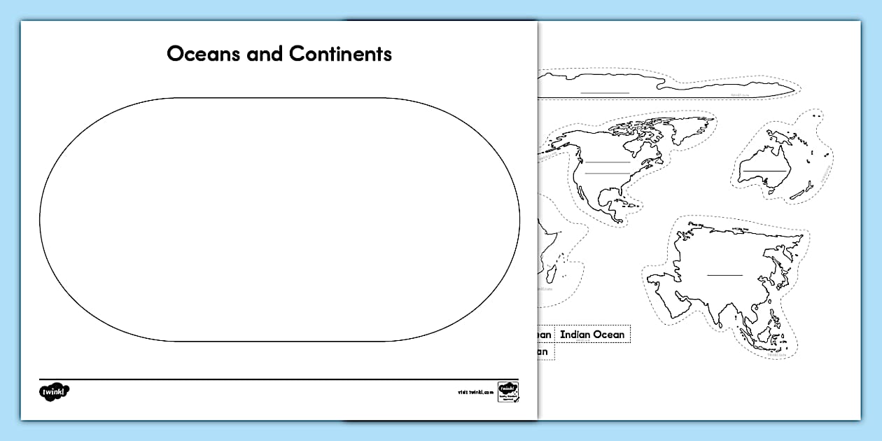 Label Oceans and Continents Worksheet | Twinkl USA - Twinkl