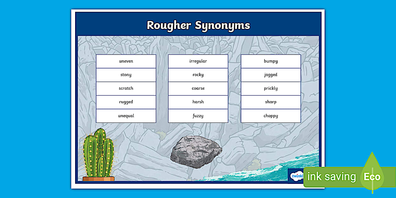 Rougher Synonyms Word Mat (Hecho por educadores) - Twinkl
